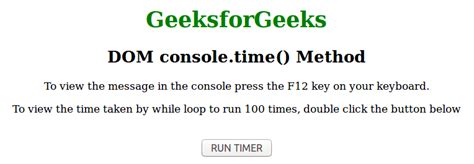 html dom console time method tutorialspoint dev