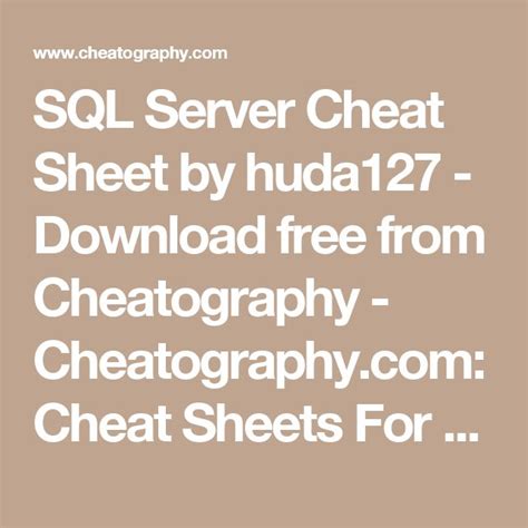 sql server cheat sheet by huda127 download free from cheatography