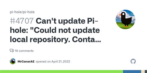 can t update pi hole could not update local repository contact