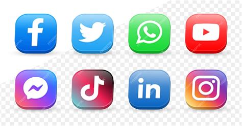Premium Vector 3d Social Media Icons Logos In Modern Square Frame