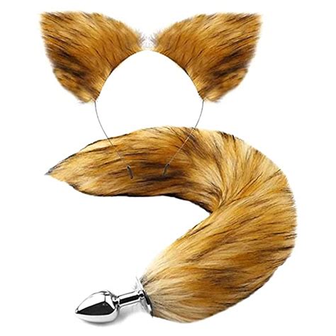 Ear And Tail With Headband Suit Plug Stainless Steel Headband Anal Tail