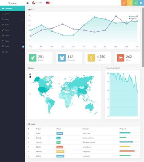 square is a fully responsive admin web app built with