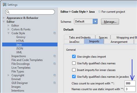 java disable intellij starred package imports stack overflow