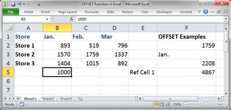 offset function in excel