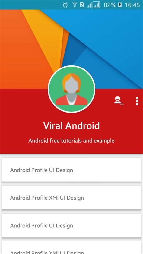 android material design profile screen xml ui design viral android