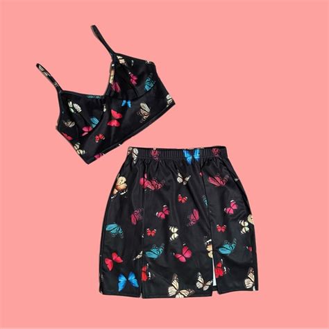 Skirts Butterfly Print Cropped Cami Top Mini Skirt Set Poshmark