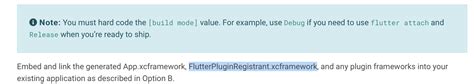 add to app docs flutter build ios framework cocoapods should say to