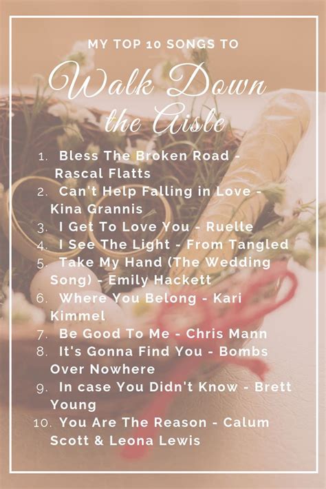 Songs To Walk Down The Aisle Wedding Aisle Songs Wedding Ceremony