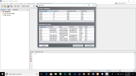 restaurant order management system in java using netbeans with source