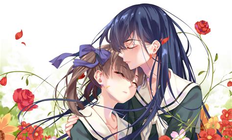 Safebooru 2girls Absurdres Aoi Buzhuen444 Bangs Black Hair Brown