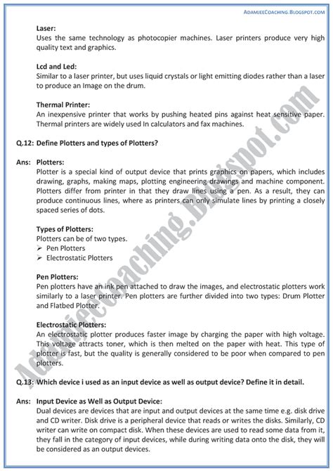 adamjee coaching input output devices descriptive