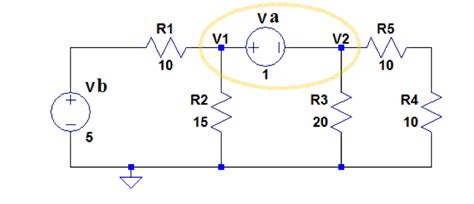 use a supernode and nodal analysis to find the