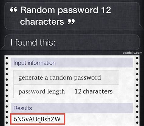 generate random passwords on the iphone with siri