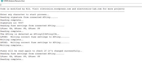 recover bricked attiny using arduino as high voltage programmer