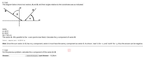[solved] Question 7 6 [1pt] The Diagram Below Shows Two Vectors A