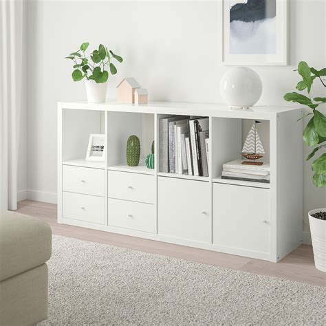 Kallax Shelf Unit With 4 Inserts High Gloss White 77x147 Cm 303