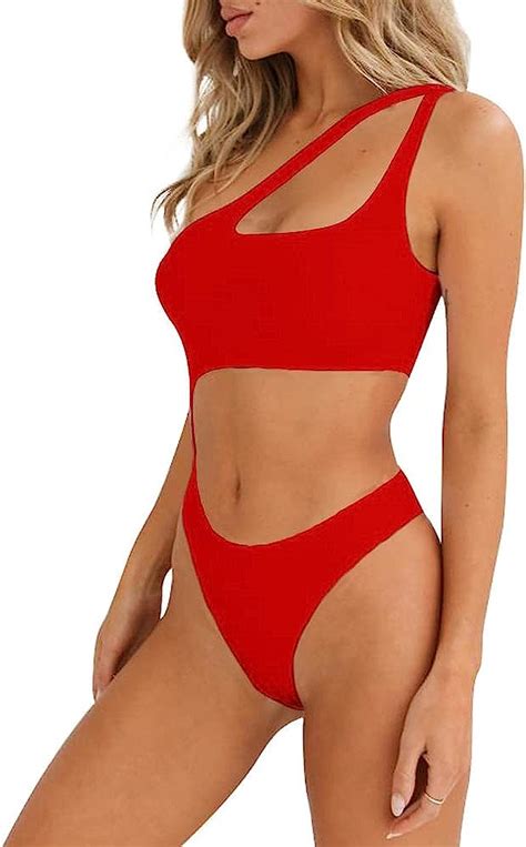 Buy Sherrydc Womens Sexy Cutout One Shoulder High Cut Cheeky One Piece