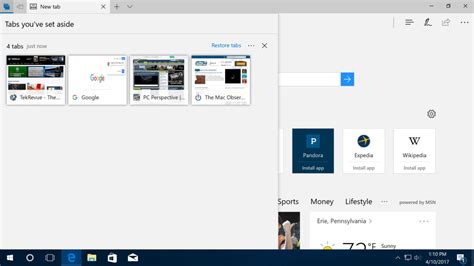 windows 10 creators update save and manage tabs in edge