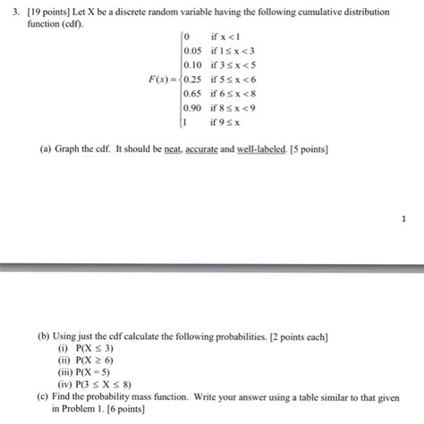 solved [19 points] let x be a discrete random variable ha