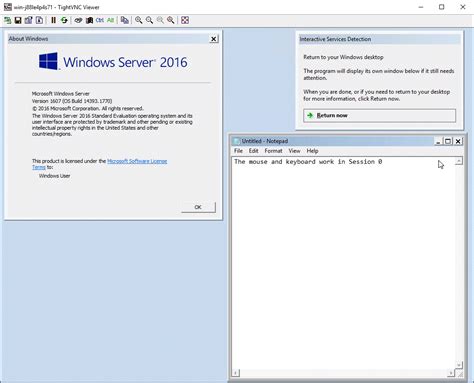 how to use vnc to remotely access session 0 with keyboard
