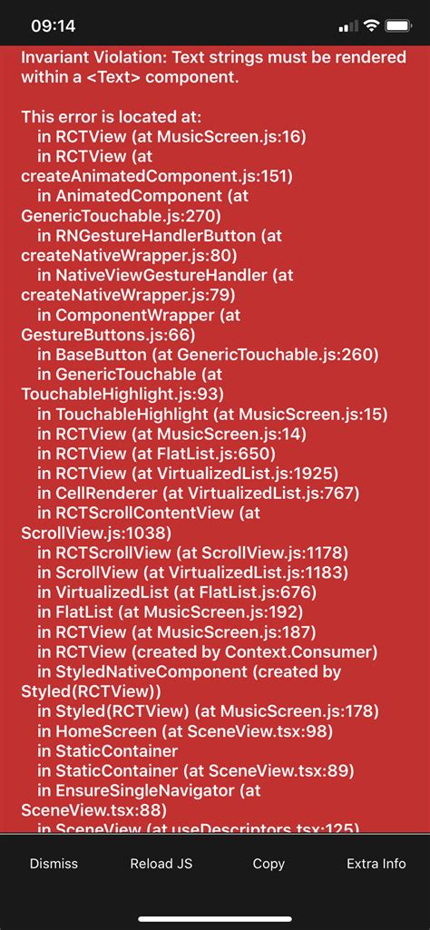 invariant violation in react native text strings must be rendered
