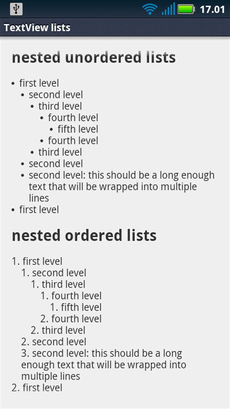html list tag not working in android textview what can i do