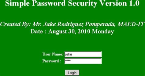 simple password security version 1 0 free source code and tutorials