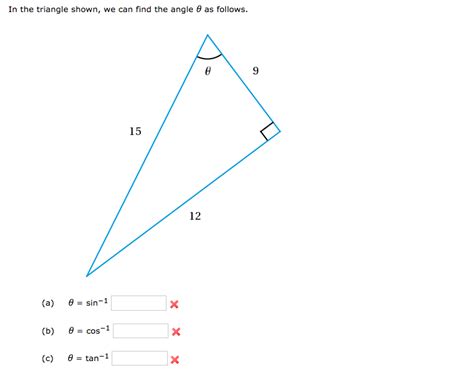 solved in the triangle shown we can find the angle θ as