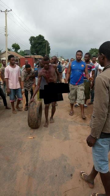 Cable Thief Stripped N Ked Paraded And Beaten Mercilessly In Owerri
