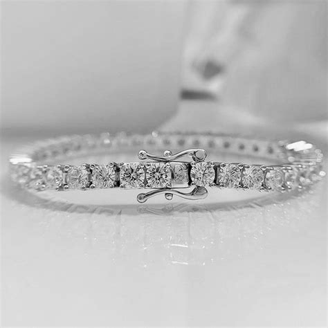 Certified 18k White Gold Plated Moissanite Tennis Bracelet Etsy