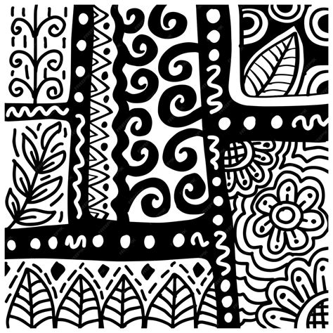 Premium Vector Doodle Abstract Floral Ornament Pattern
