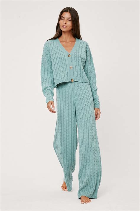 Cable Knit Feels Right Wide Leg Lounge Set Nasty Gal
