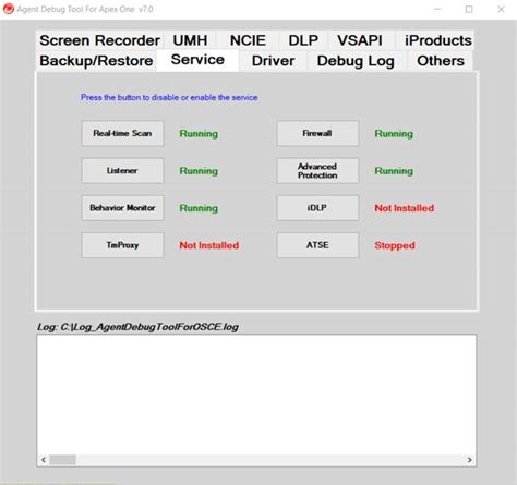 agent debug tool information officescan apex one