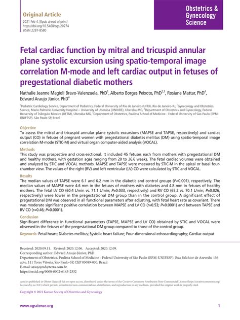 Pdf Fetal Cardiac Function By Mitral And Tricuspid Annular Plane