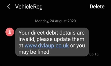 Dvla Scam Fraud Text Message Asking For Card Details Is An ‘attempt To