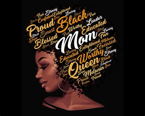 Happy Mothers Day Black Mom Queen Afro African Woman Design Etsy