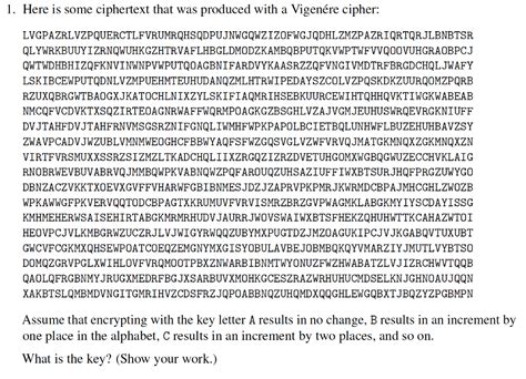 Solved 1 Here Is Some Ciphertext That Was Produced With A