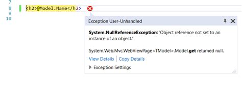 c why am i getting a null reference exception when rendering this