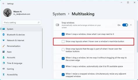 how to enable or disable snap layouts in maximize button on windows 11