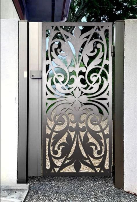 Modern Laser Cut Artistic Floral Design Metal Yard Gate Custom