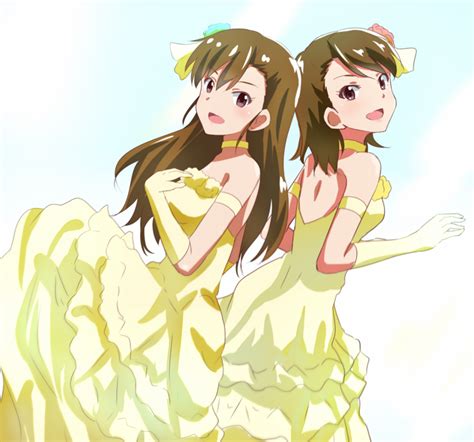 Safebooru 2girls Alternate Hairstyle Brown Eyes Brown Hair Dress