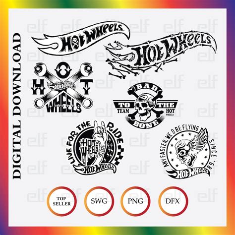 Hot Car Wheels Svg Bundle Car Wheels Logo Race Car Birthday Sticker