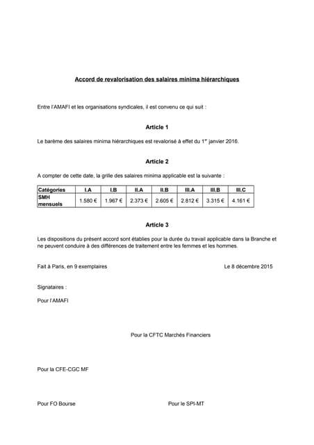 Idcc 2931 Accord De Revalorisation Des Salaires Minima Pdf