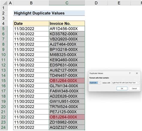 how to highlight duplicate values excel tutorial example