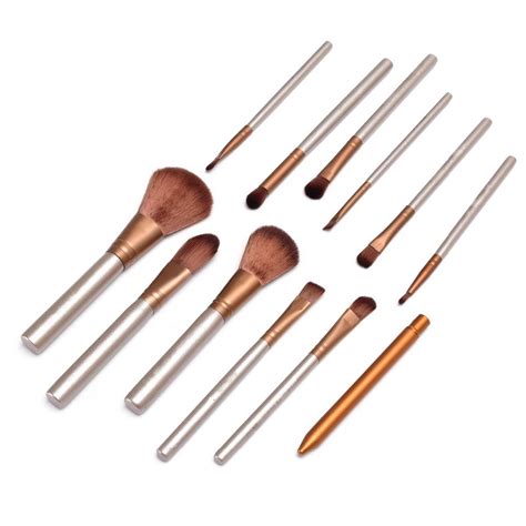 Set 12 Pensule Machiaj Pro Din Par Sintetic Naked Cutie Metalica Color