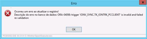 wint o que fazer quando apresentar o erro ora 04098 trigger ion