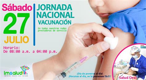 Jornada Nacional De Vacunación Este Sábado 27 De Julio Imsalud
