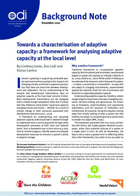 Towards A Characterisation Of Adaptive Capacity A Framework For