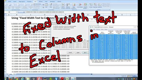 converting text to a table using fixed width text to columns in