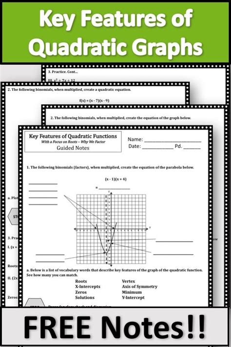 Key Features Of Quadratic Functions Worksheet Pdf